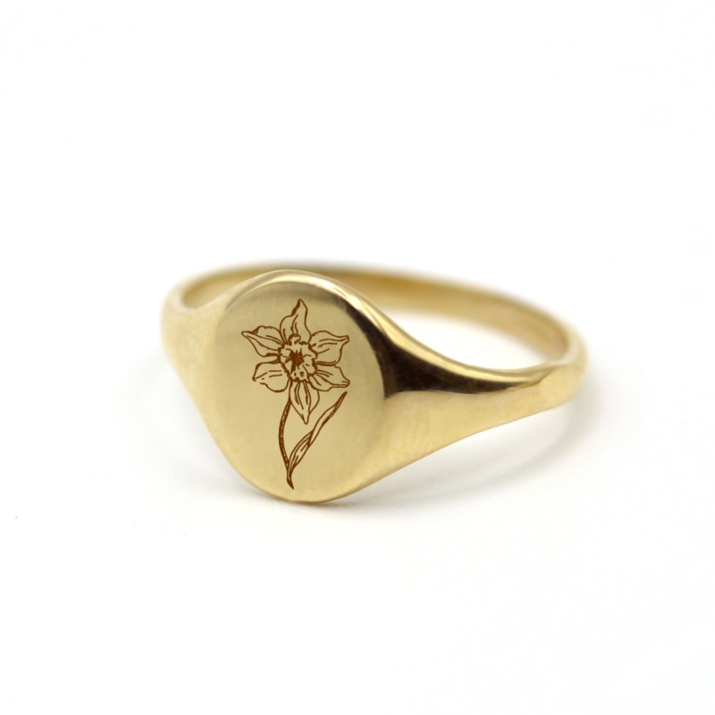 March Daffodil Flower Gold Ring | VicStoneNYC Fine Jewelry | Wolf & Badger