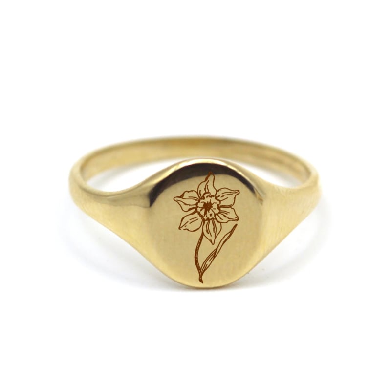 March Daffodil Flower Gold Ring | VicStoneNYC Fine Jewelry | Wolf & Badger