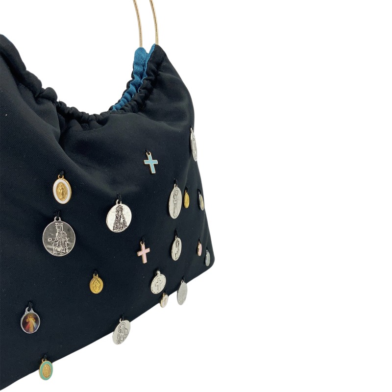 Mary Top Handle Bag With Medals - Black & Blue | HILO DE MAR | Wolf ...