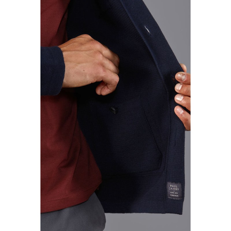 Mens Midweight Cotton Work Benjamin Shirt - Navy | Paul James Knitwear ...
