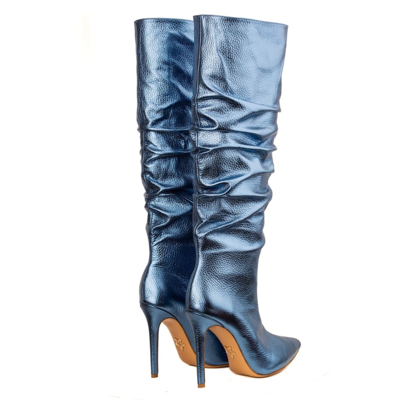 Metallic Blue Leather Eva Boots | Ginissima | Wolf & Badger