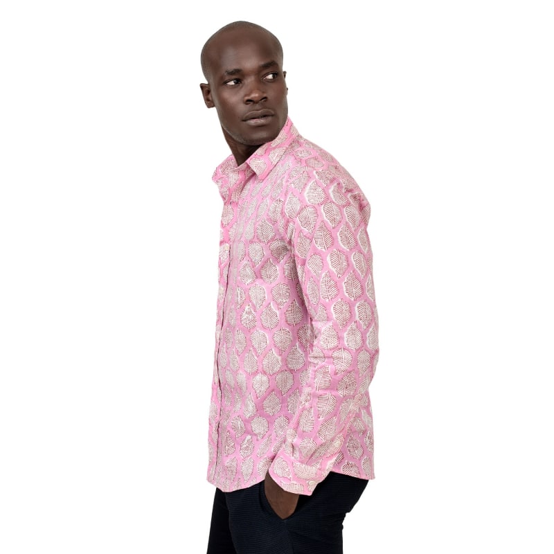 Mkindu Hand Block Print Cotton Long Sleeved Floral Shirt | Wild Rose ...