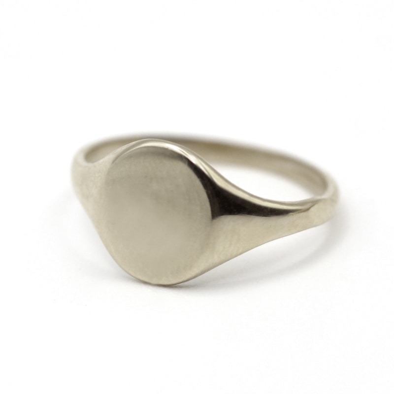 Modern Classic White Solid Gold Signet Ring | VicStoneNYC Fine Jewelry ...