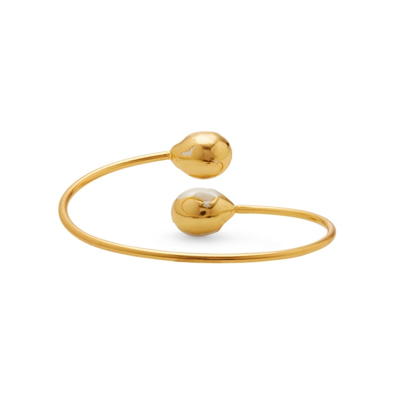 Adjustable Gold Reva Bracelet With Baroque Pearls | Dhwani Bansal ...