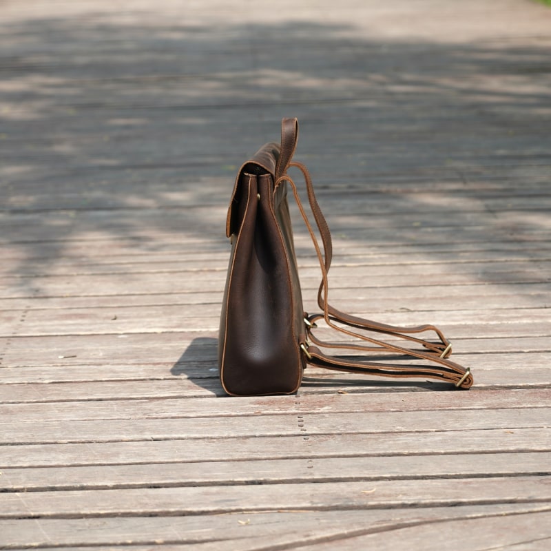 Handmade Worn Look Genuine Leather Slim Backpack - Worn Brown | Touri ...