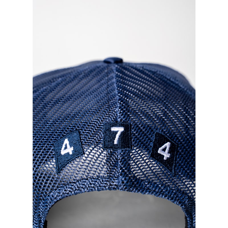 474 Camo 3 Bars Trucker Hat - Navy Blue | 474 co | Wolf & Badger