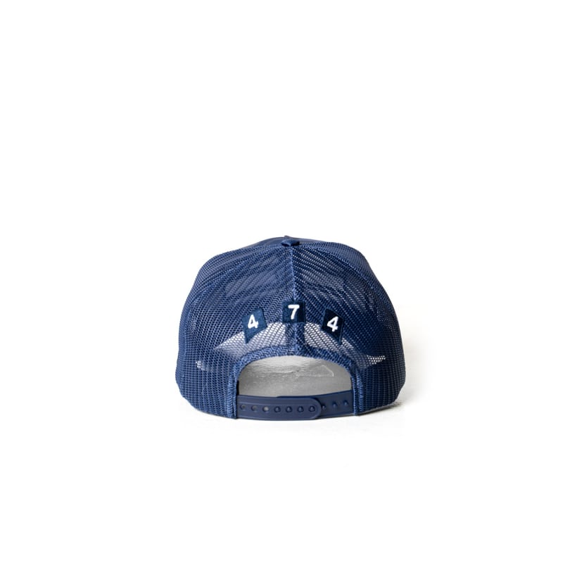 474 Camo 3 Bars Trucker Hat - Navy Blue | 474 co | Wolf & Badger