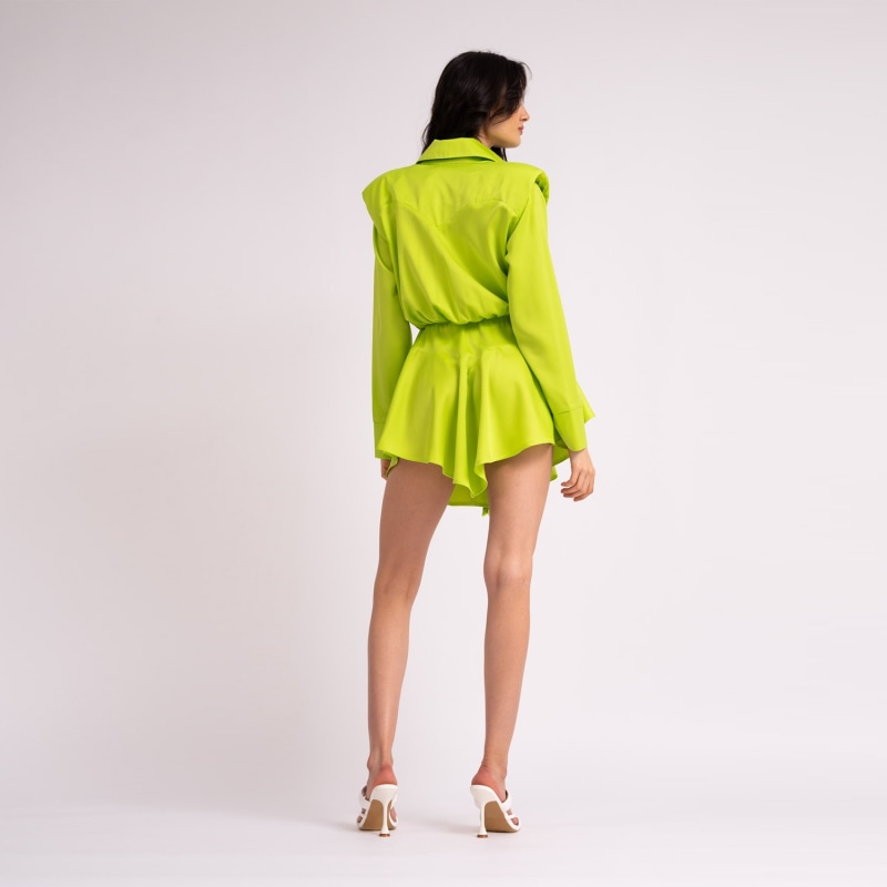 Neon Mini Dress With Oversized Shoulders | BLUZAT | Wolf & Badger