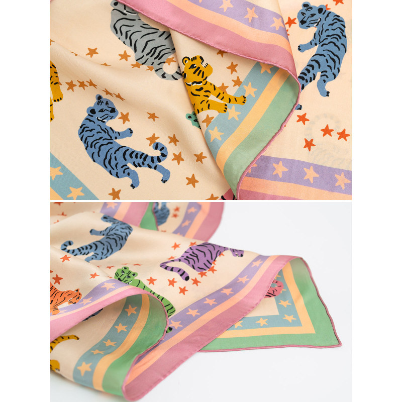 "Neon Tigers" Large Silk Scarf | Lost Pattern NYC | Wolf & Badger
