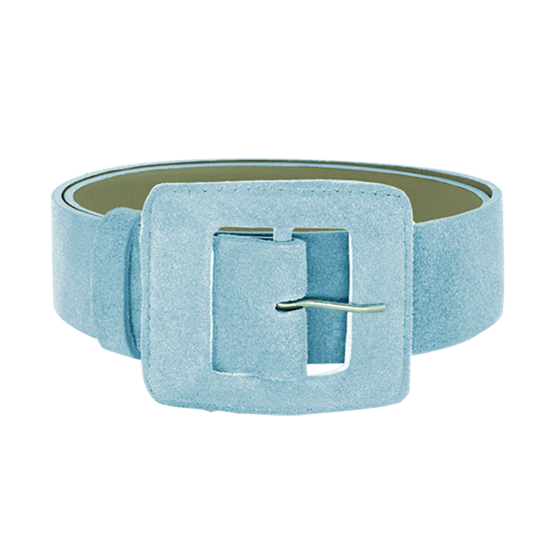 Suede Square Buckle Belt - Baby Blue | BeltBe | Wolf & Badger