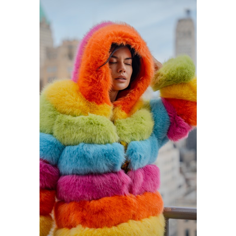 Over The Rainbow Faux Fur Coat | HARMONIA NY | Wolf & Badger