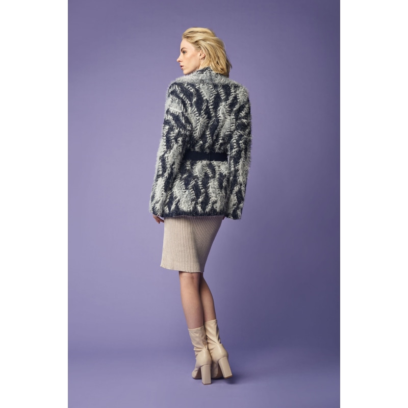 Fully Fashioning | Paris Floating Stitch Knit Navy White Coat Cardigan ...