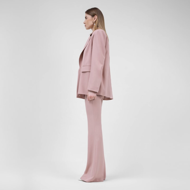 Pastel Pink Suit With Regular Blazer With Double Pocket And Flared ...