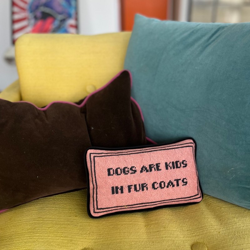 Velvet "Dogs Are Kids In Fur Coats" Custom Made Toss Pillow | Mommani ...