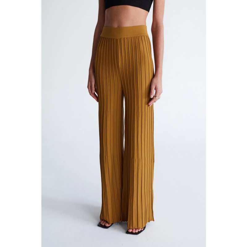 Viola Trousers Ribbed Knit Pants In Olive | Peraluna | Wolf & Badger