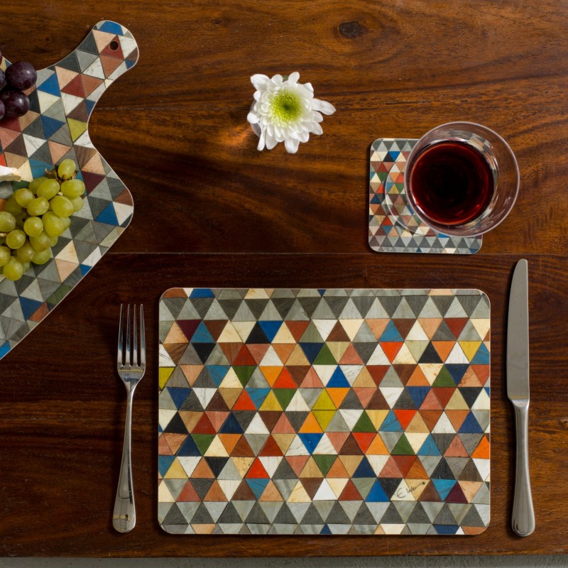 Placemats Set Of Six In Boho Chic Mosaic Design. Heat Proof Melamine ...