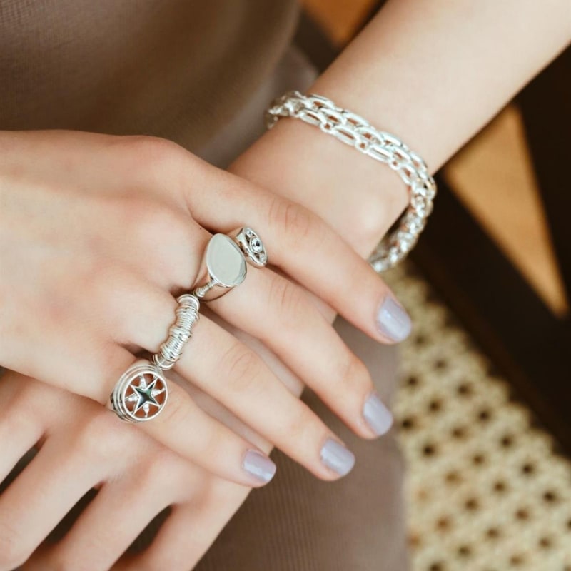 Pole Star Signet Ring Silver | LINYA JEWELRY | Wolf & Badger