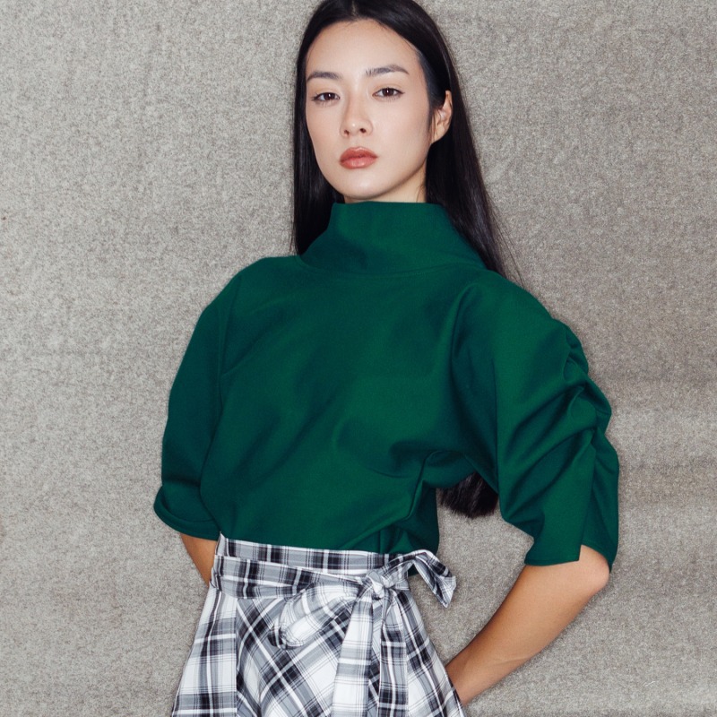 Puff Blouse With Collar In Green | Bianca Popp | Wolf & Badger