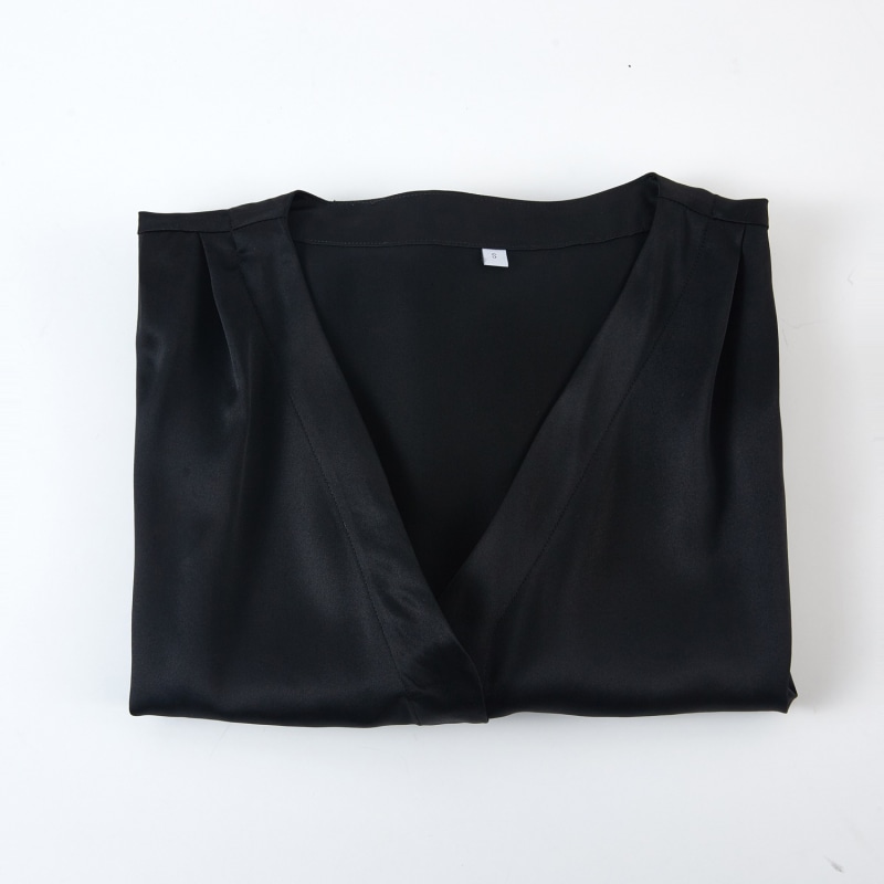 Pure Mulberry Silk Top Regular Fit - Black | Soft Strokes Silk | Wolf ...