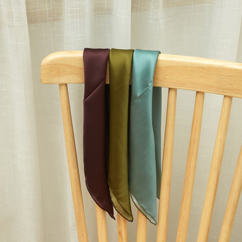 Pure Silk Scarf Olive Tree Solid Color Collection Set Of Three Small ...