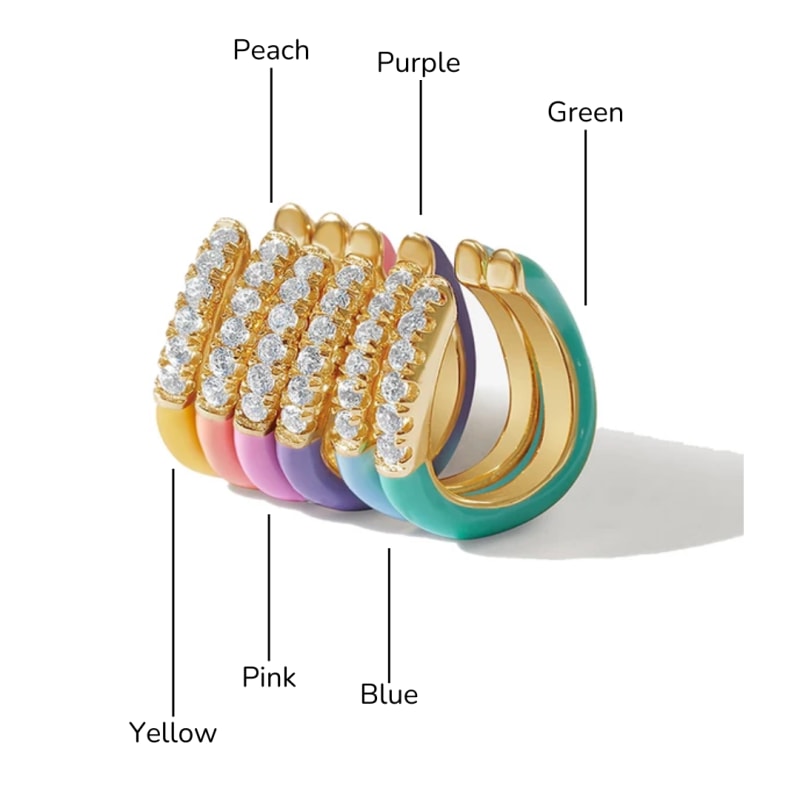 Rainbow Wave Enamel Ear Cuff Set In Gold | Gold Trip | Wolf & Badger