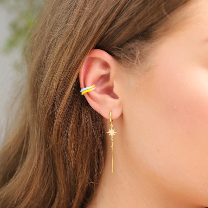 Rainbow Wave Enamel Ear Cuff Set In Gold | Gold Trip | Wolf & Badger