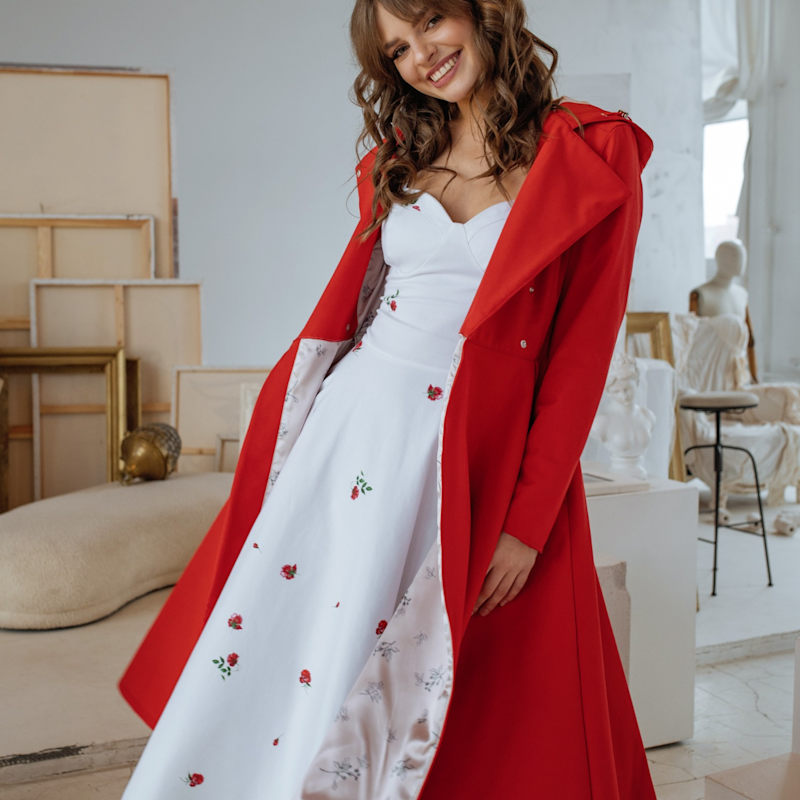 Red Fitted And Flared Design Coat: Queen Of Hearts | RainSisters | Wolf ...