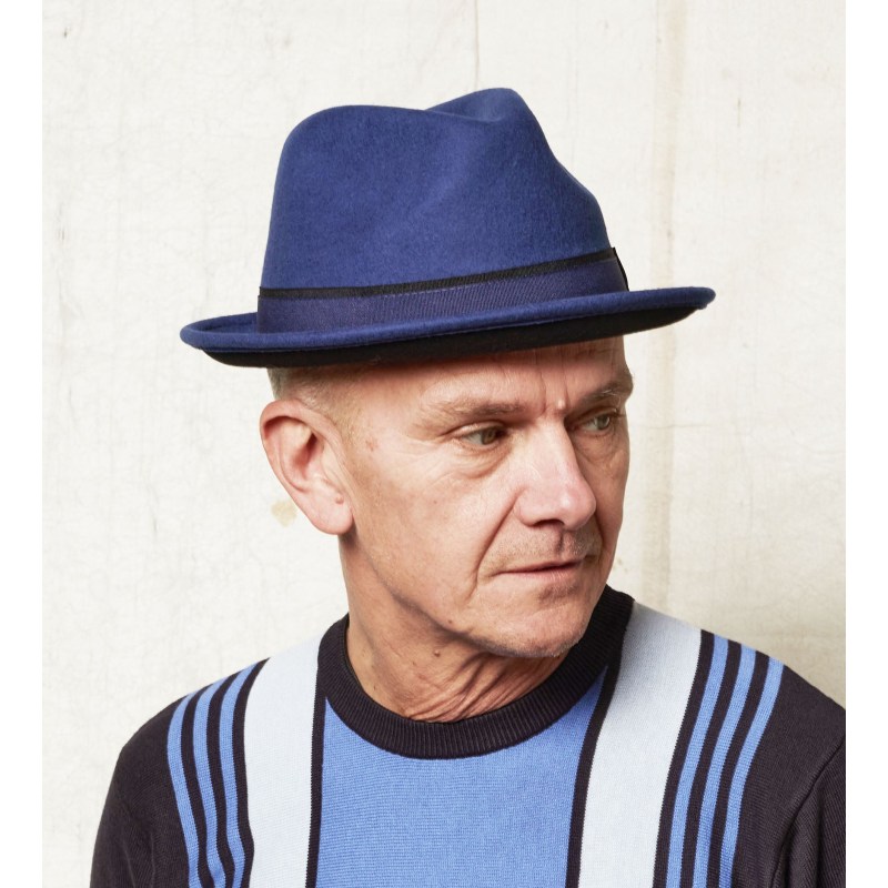 Robin Cobalt Blue Wool Felt Two Tone Trilby Fedora Hat | Dasmarca Hats ...