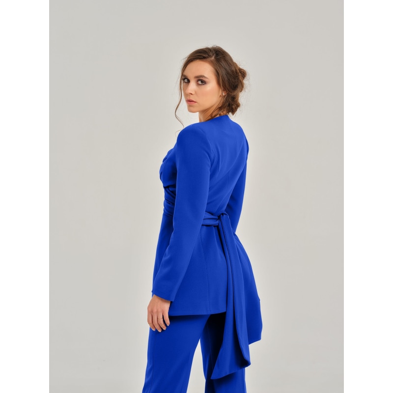 Royal Azure Cross Wrap Statement Blazer | Tia Dorraine | Wolf & Badger