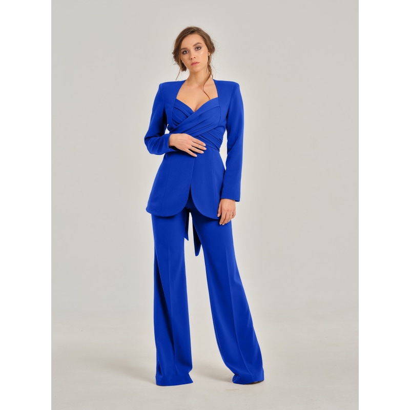 Royal Azure Cross Wrap Statement Blazer | Tia Dorraine | Wolf & Badger