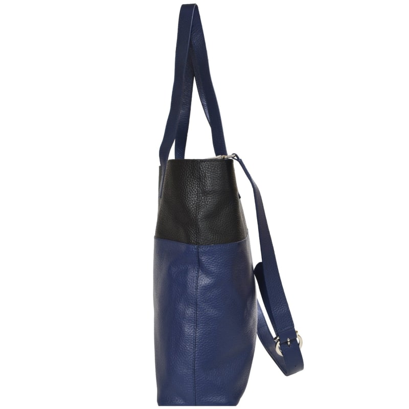 Royal Blue Two Tone Horizontal Leather Tote | Brix+Bailey | Wolf & Badger