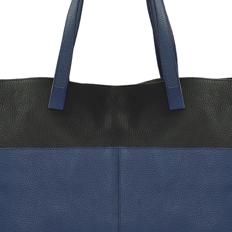Royal Blue Two Tone Horizontal Leather Tote | Brix+Bailey | Wolf & Badger