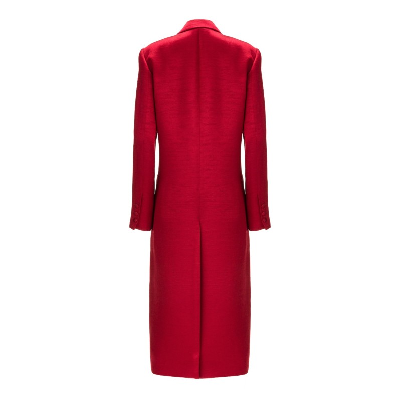 Belted Midi Trench Coat In Red Satin Blend | LITA COUTURE | Wolf & Badger