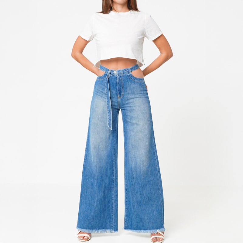 Salina High Rise Cut Out Detail Wide Leg Jeans In Tucson | Noend Denim ...