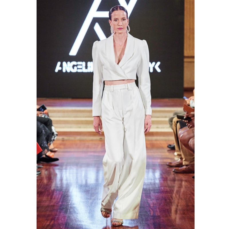 Sanremo High-Rise Wide-Leg Suit Pants Ivory | Angelika Jozefczyk | Wolf ...