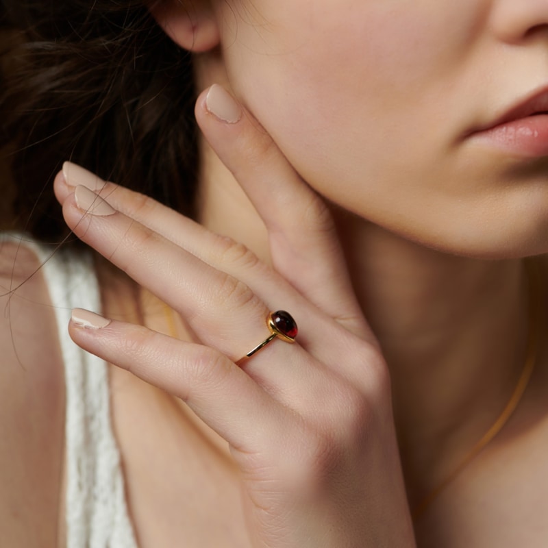 Scarab Gold Vermeil Red Garnet Ring | Janus Edinburgh | Wolf & Badger
