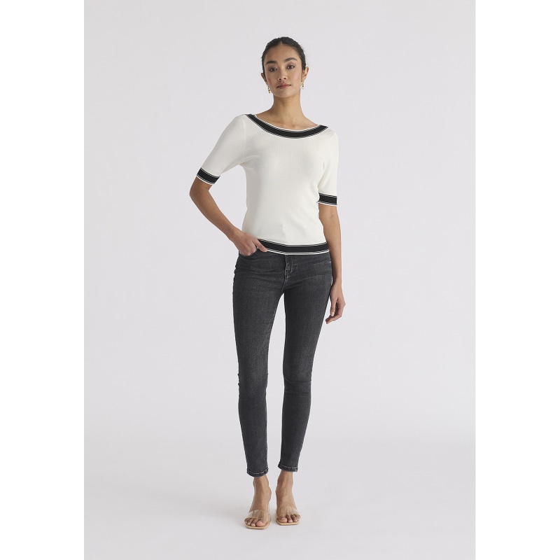 Scoop Back Top In White & Black | PAISIE | Wolf & Badger
