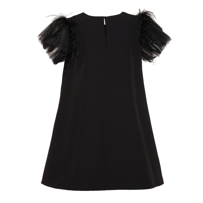 Short A Line Dress With Winged Tulle Sleeves | concept A trois | Wolf ...