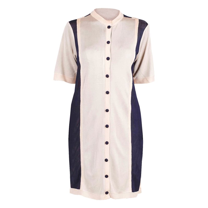 Short Two Color Dress With Buttons Separated From Each Other By Edging ...