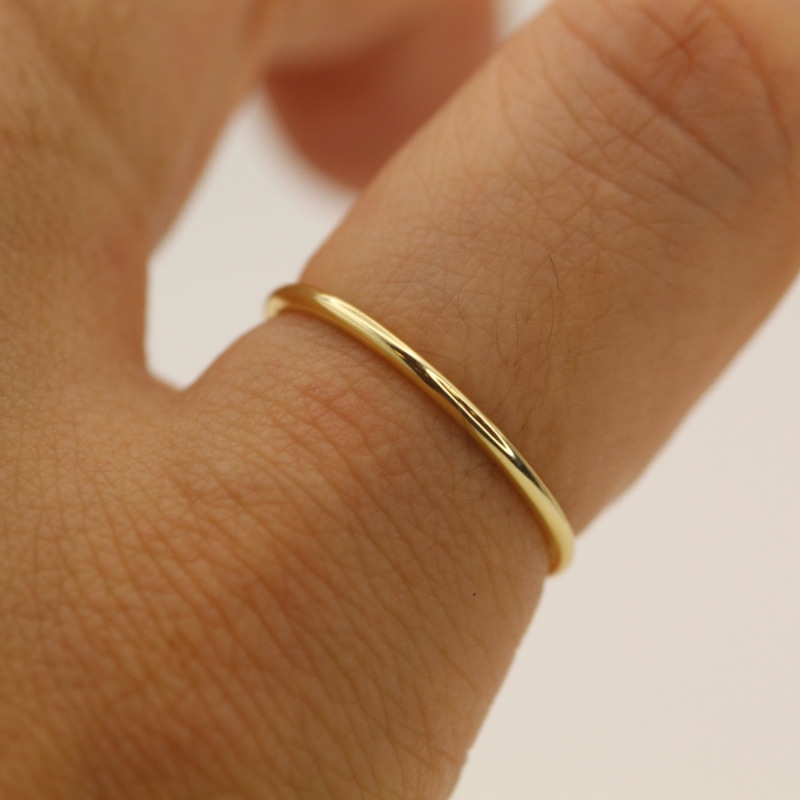 Simple Thin Yellow Solid Gold Ring | VicStoneNYC Fine Jewelry | Wolf ...