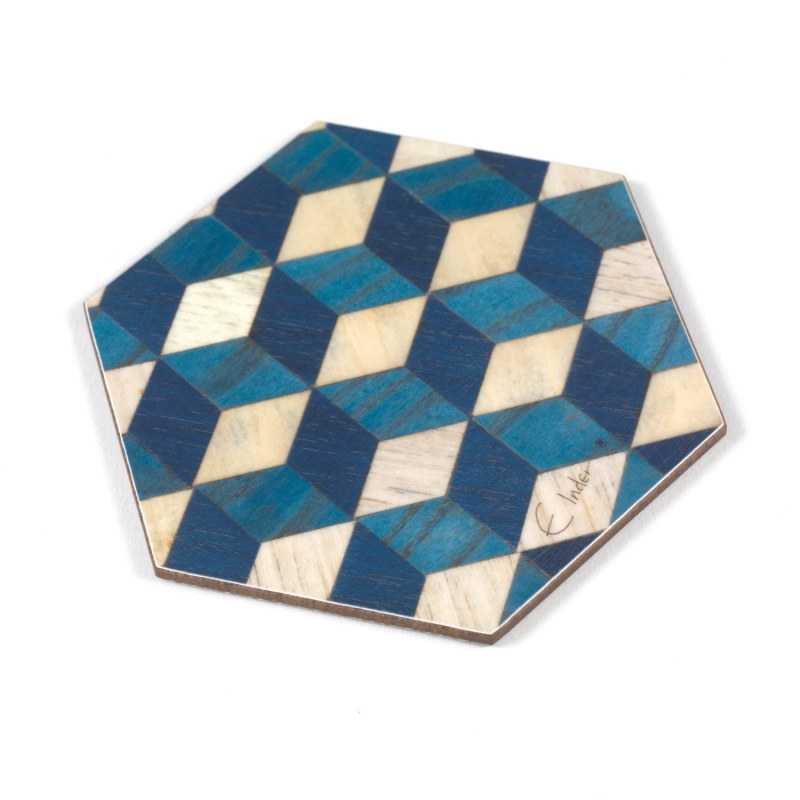 Six Hexagonal Coasters In Deep Blues. Mid Century Modern Padstow Range ...