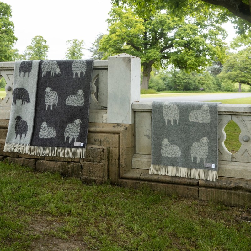 Soft Black Mima Sheep Wool Throw | J.J.Textile | Wolf & Badger
