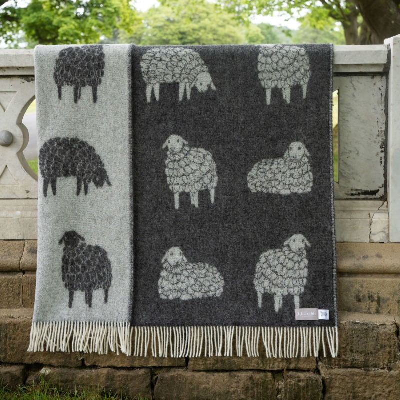 Soft Black Mima Sheep Wool Throw | J.J.Textile | Wolf & Badger