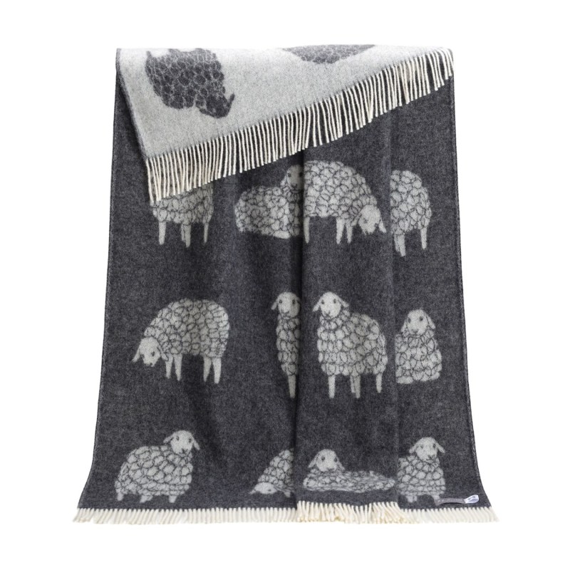Soft Black Mima Sheep Wool Throw | J.J.Textile | Wolf & Badger