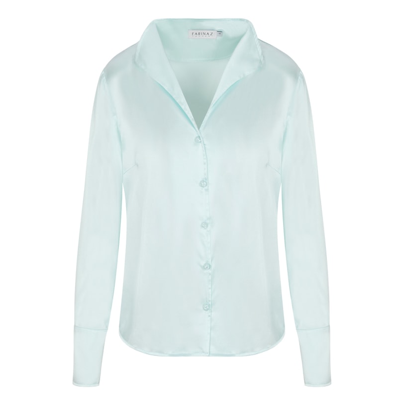 Soft Collar Blouse - Soft Aqua Bright | Farinaz | Wolf & Badger