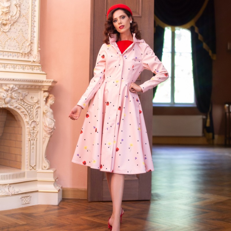 Fitted & Flared Coat With A-Line Skirt In Pink: Cotton Candy ...