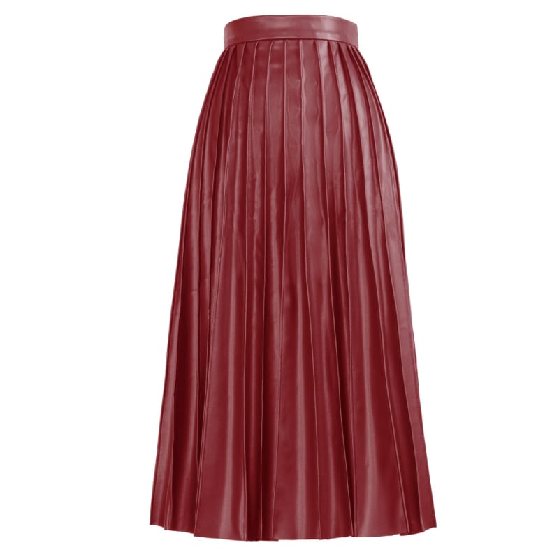 Solace – Vegan Leather Pleated Midi Red | Kargede | Wolf & Badger