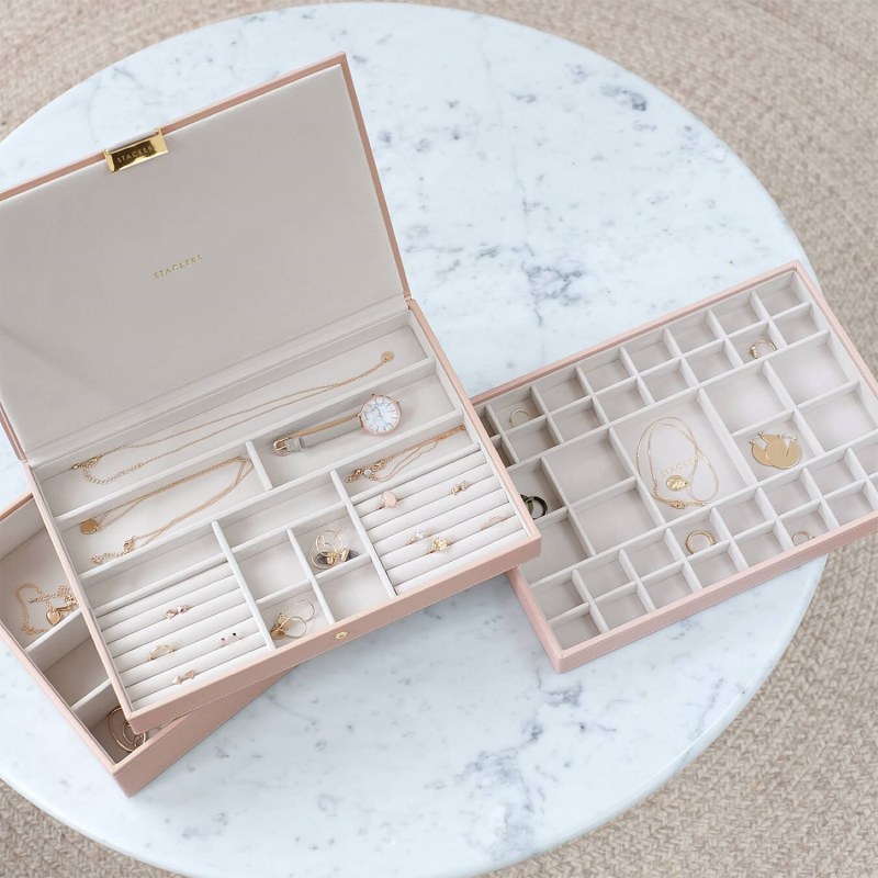 Stackers Blush Pink Supersize Jewelry Box Set Of Three Champagne Gold ...