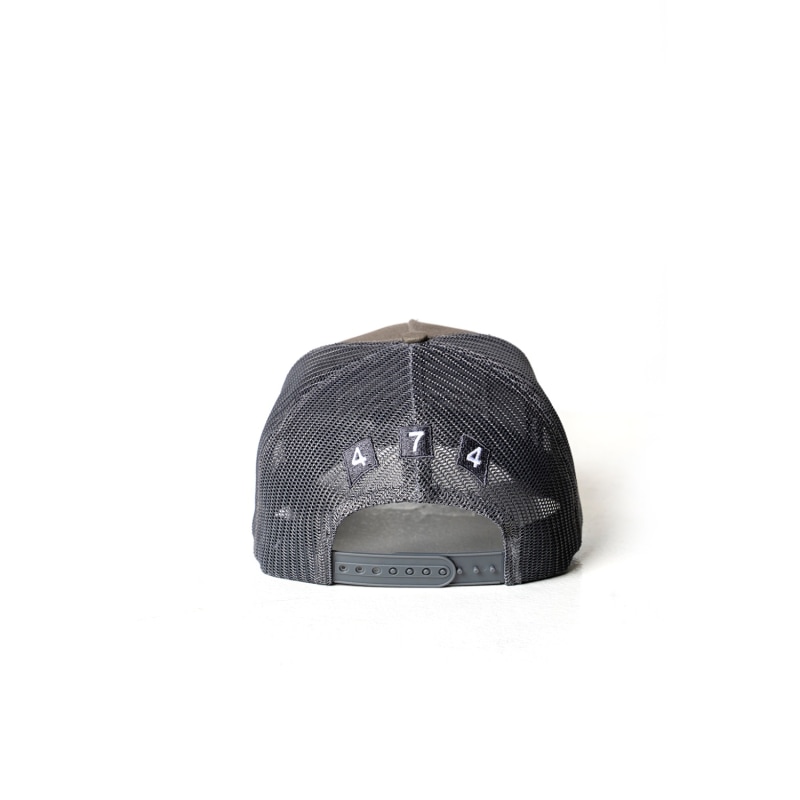 474 Bars Embroidered Trucker Hat - Stone Grey | 474 co | Wolf & Badger
