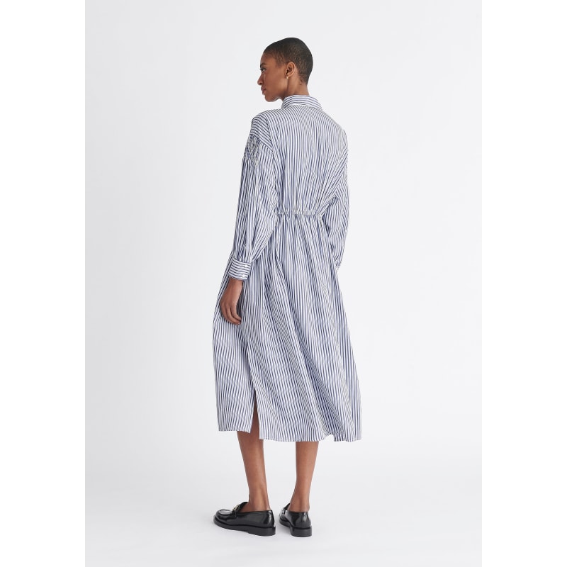 Striped Button Shirt Dress In Navy And White | PAISIE | Wolf & Badger